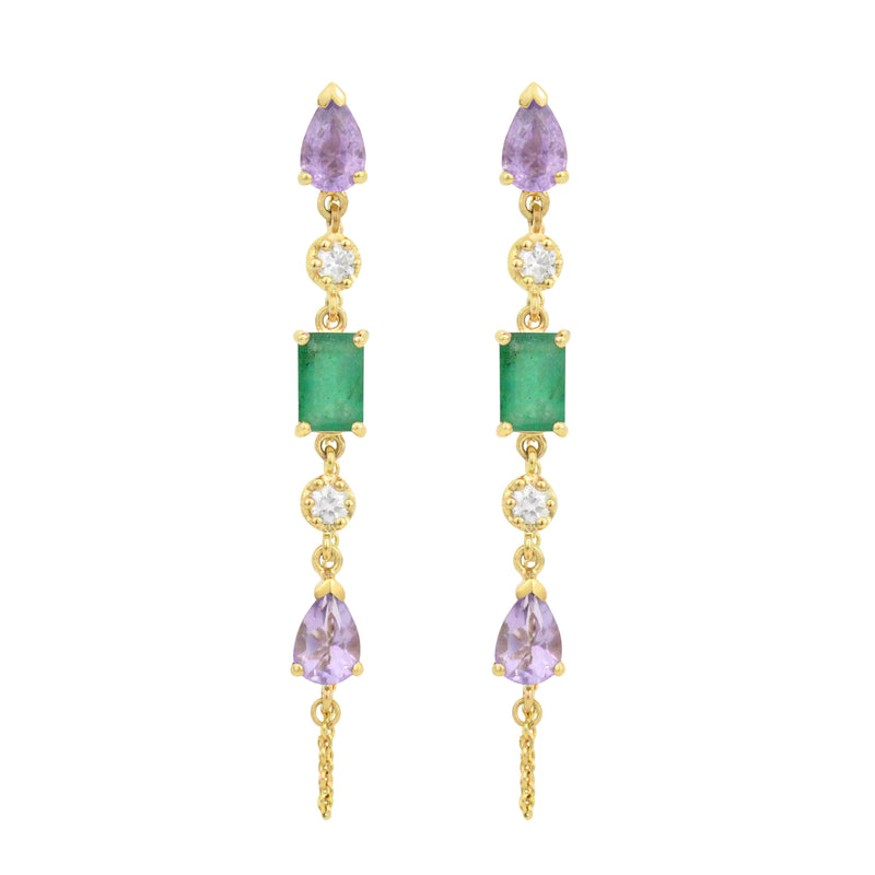 The Date Night 14K Gemstone Chain Dangles - Stevie Wren